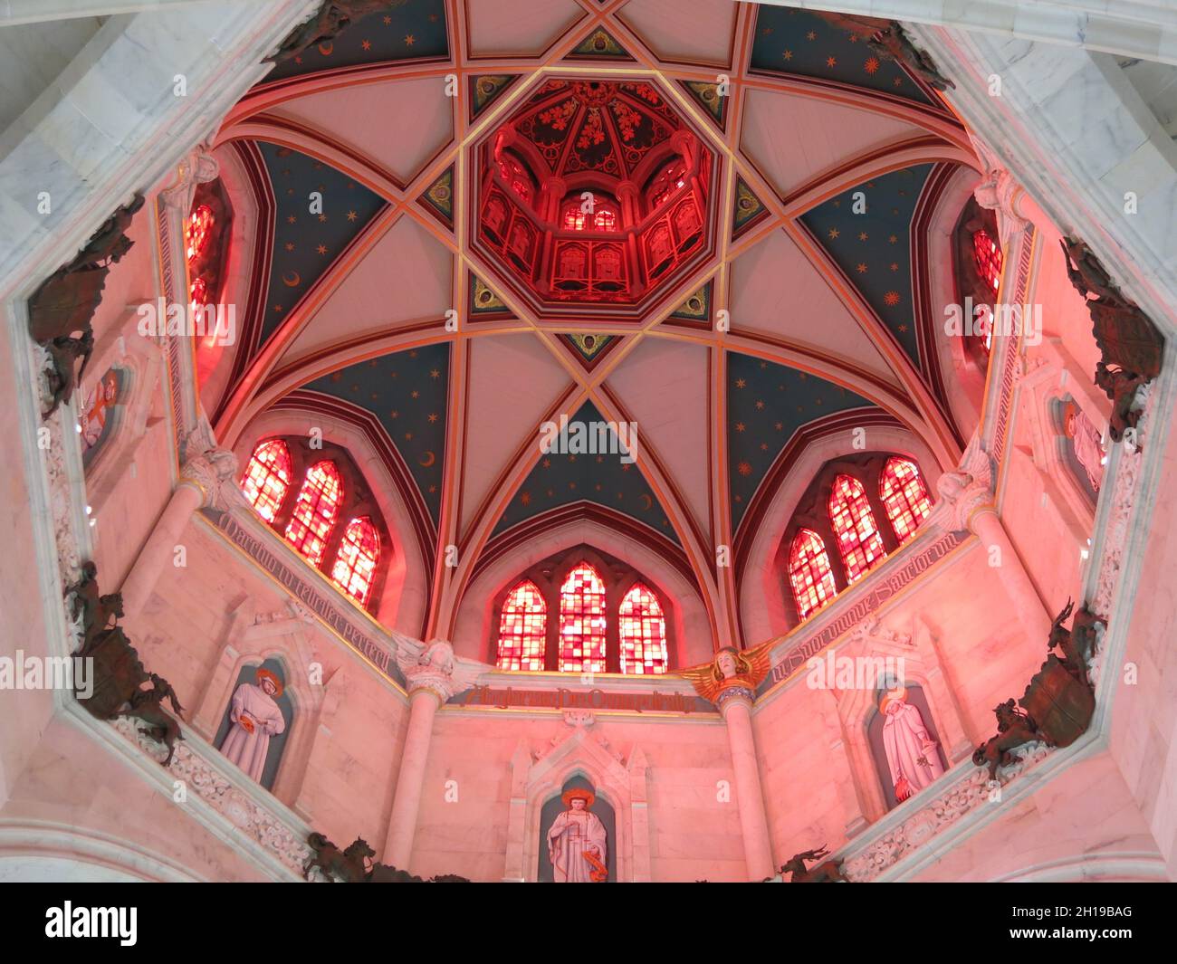 Looking up into the ornate dome of the Marble Chapel at Mount Stuart ...
