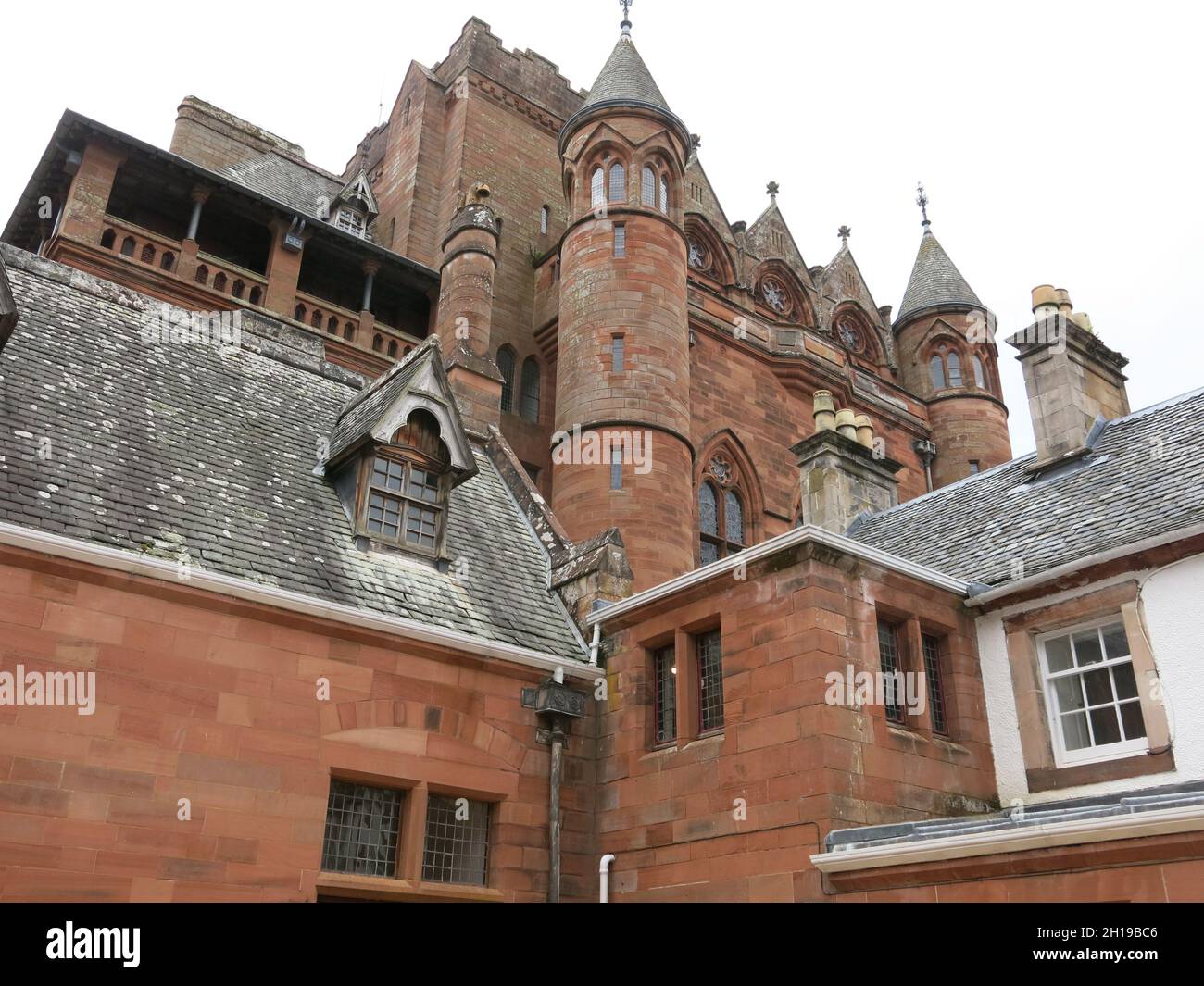 View of the towers and turrets of Mount Stuart, the ancestral home of ...