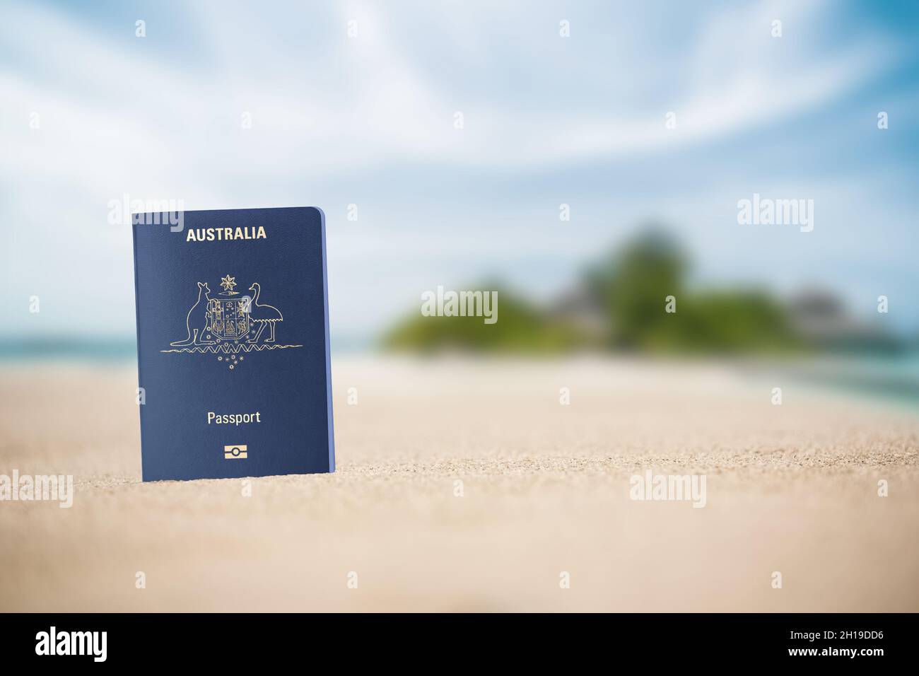 Australian passport on the beach sand ,Space for writing Stock Photo ...