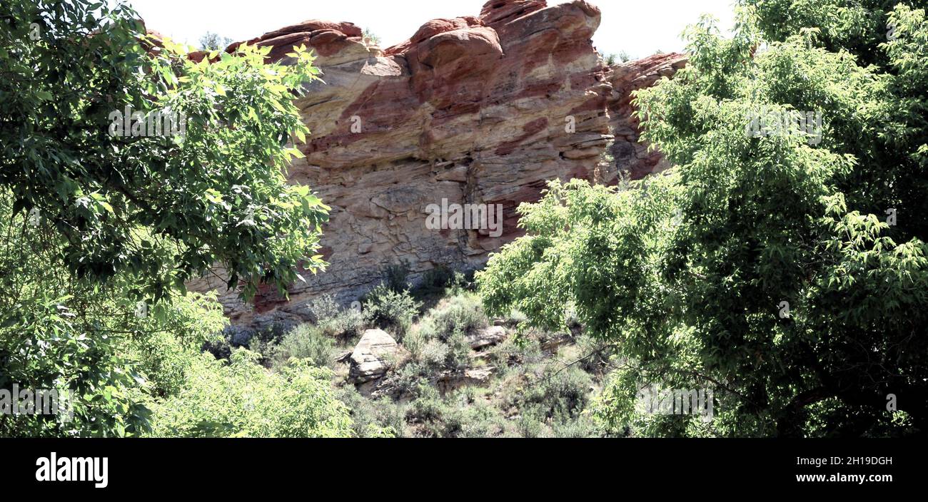 A beautiful view of the rocky cliffs in the park Stock Photo - Alamy
