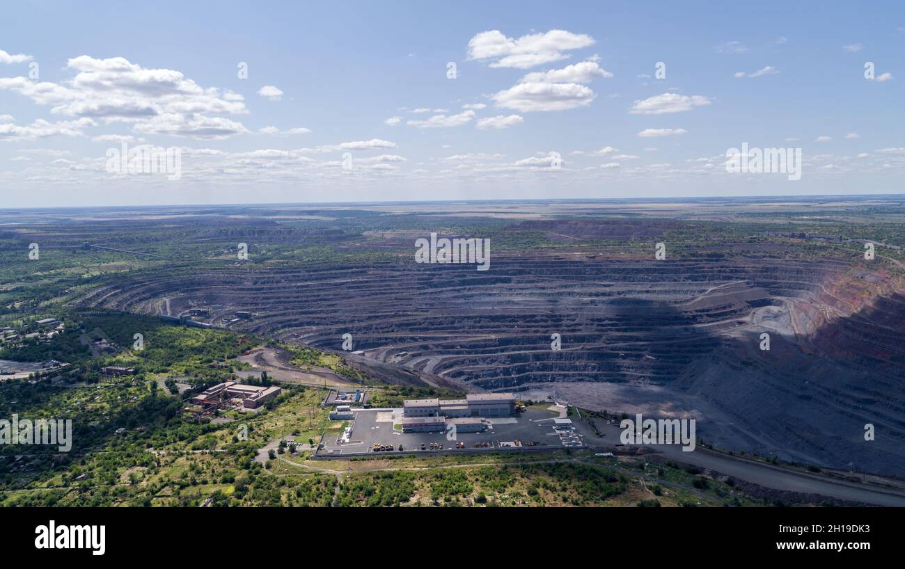 Open Pit Iron Ore Quarry Industrial Landscape Aerial View Stock Photo ...