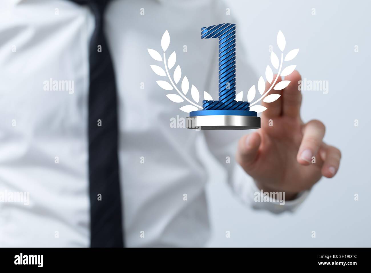A human hand showing 1st award prize in 3d Stock Photo - Alamy
