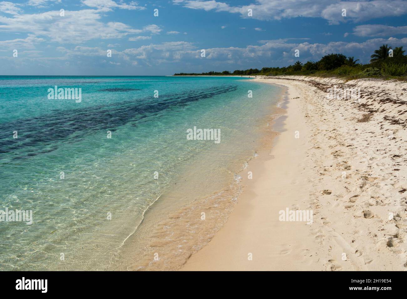 A sandy beach at Punta Sur Eco Park. Punta Sur Eco Park, Cozumel Island ...