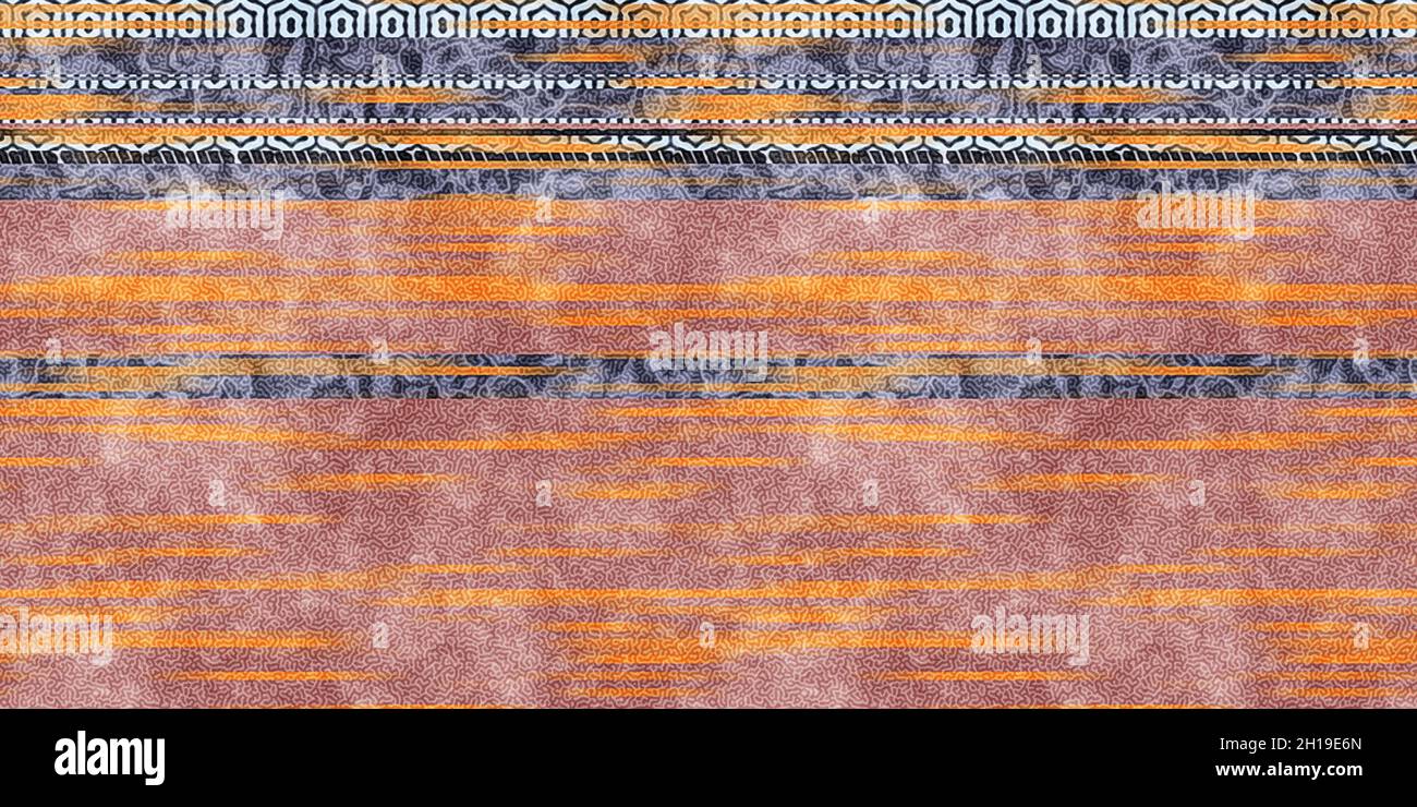 Seamless tribal ethnic stripe grungy border surface pattern design for ...