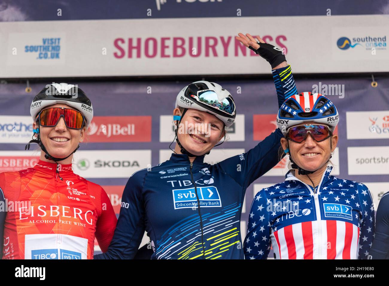 Nina Kessler, Abi Smith, Lauren Stephens of team TIBCO preparing to ...