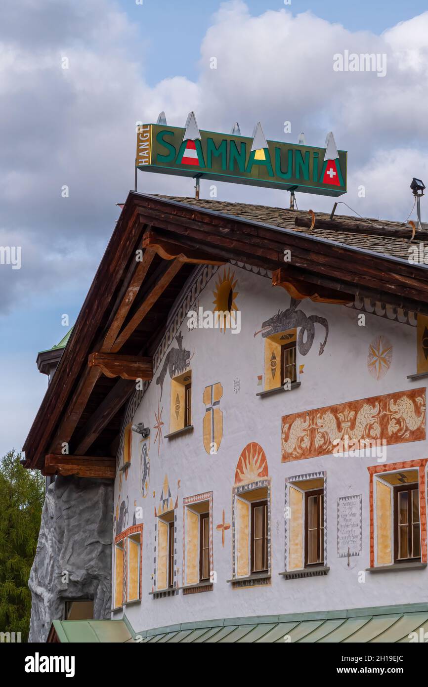 Samnaun, Switzerland - September 28, 2021: Samnaun is a high alpine ...