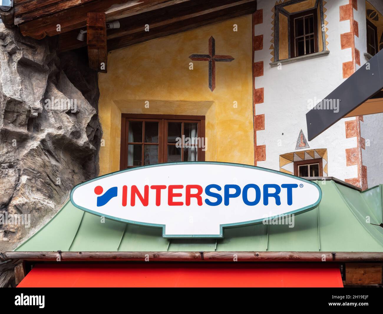 Samnaun, Switzerland - September 28, 2021: Intersport shop in Samnaun ...