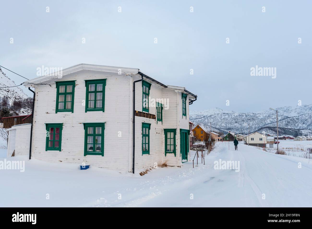 The village of Noss in winter. Noss, Vesteralen Islands, Nordland ...