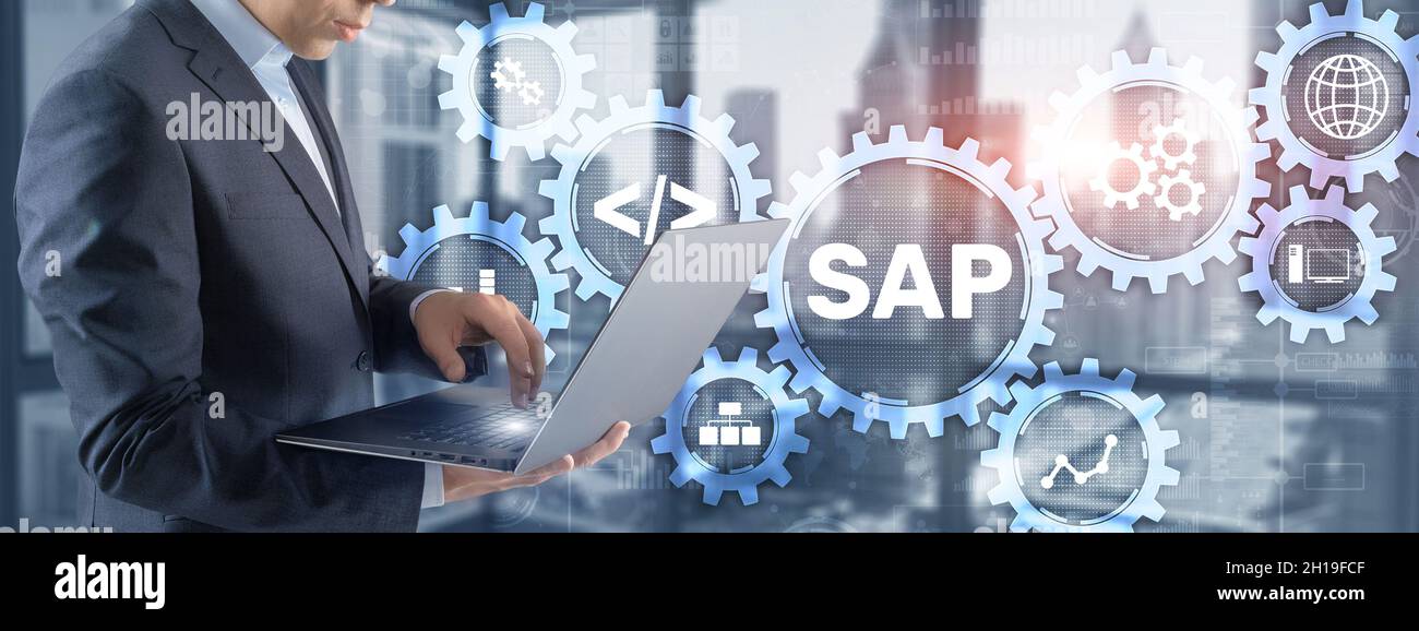 SAP System Software Automation concept on virtual screen Stock Photo ...