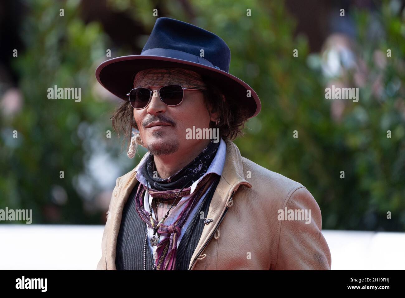 Rome, Italy, October 17, 2021: Johnny Depp attends the red carpet of ...