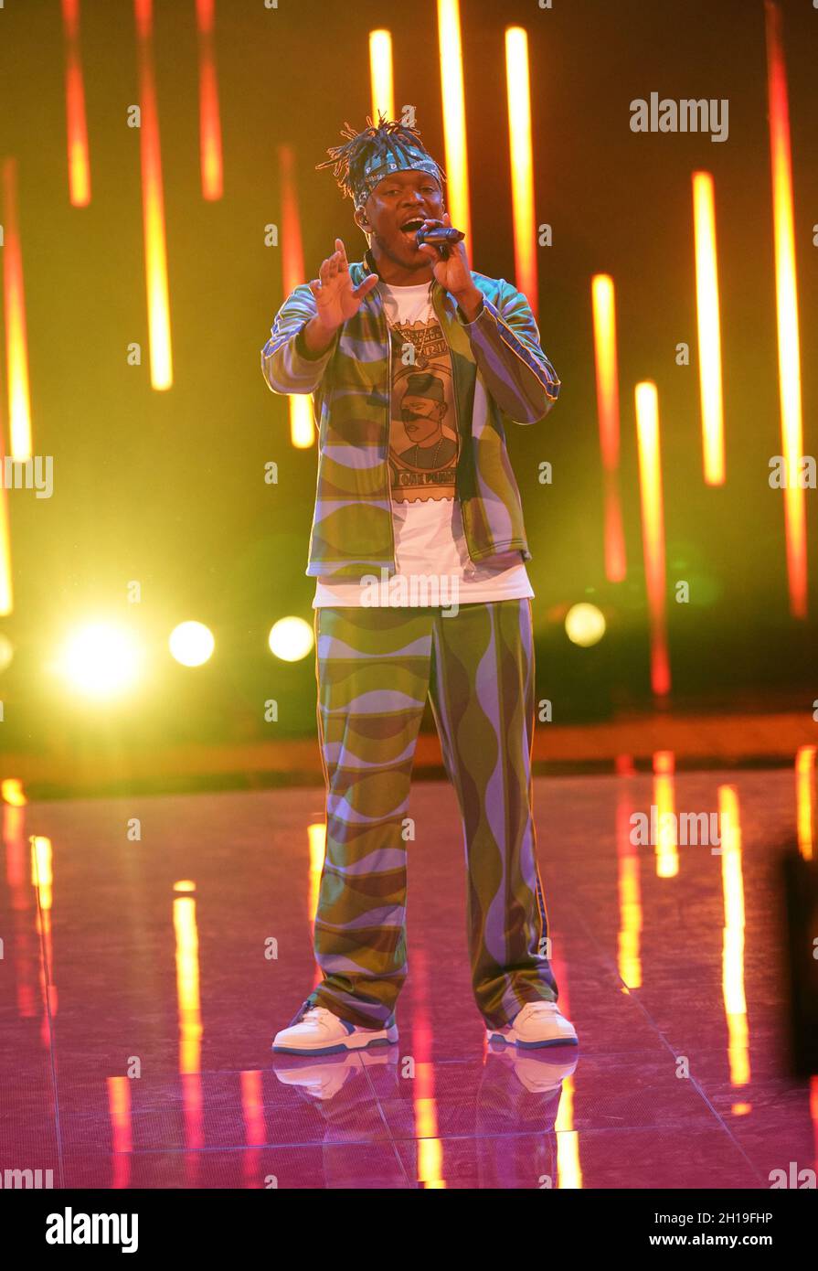 Rapper KSI performing on stage, during the first Earthshot Prize awards ...