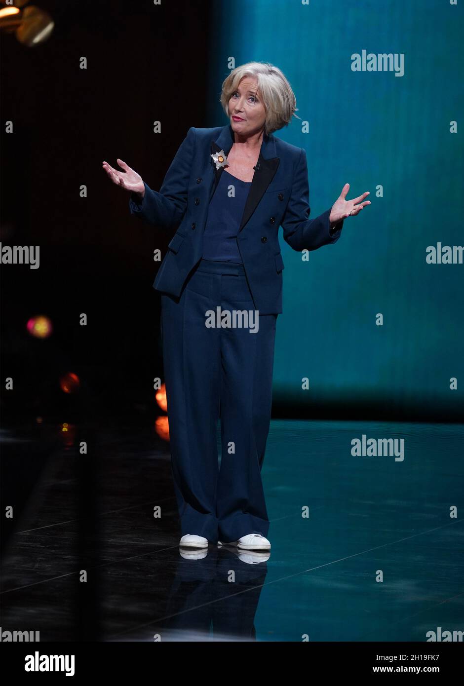 Emma Thompson on stage, during the first Earthshot Prize awards ...