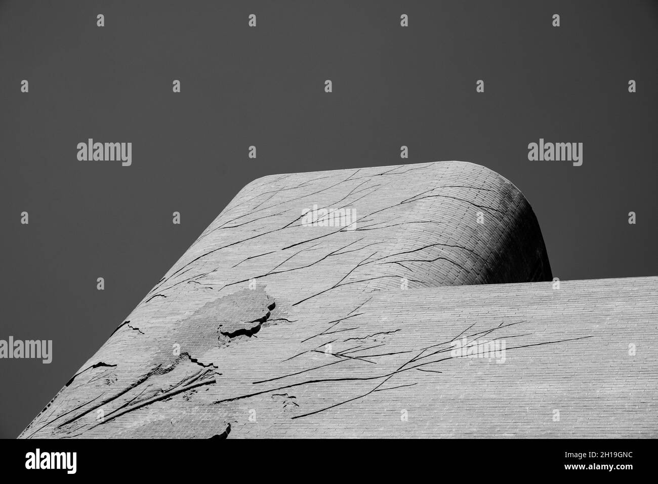 Part of a red concrete and clay structure in Barcelona, Spain Stock ...