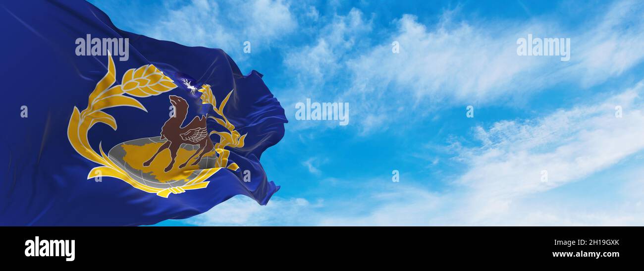 flag of Combined Service Force at cloudy sky background on sunset ...