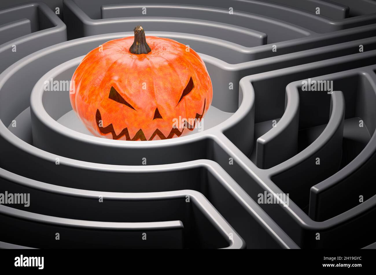 Halloween Pumpkin inside labyrinth, 3D rendering isolated on white ...