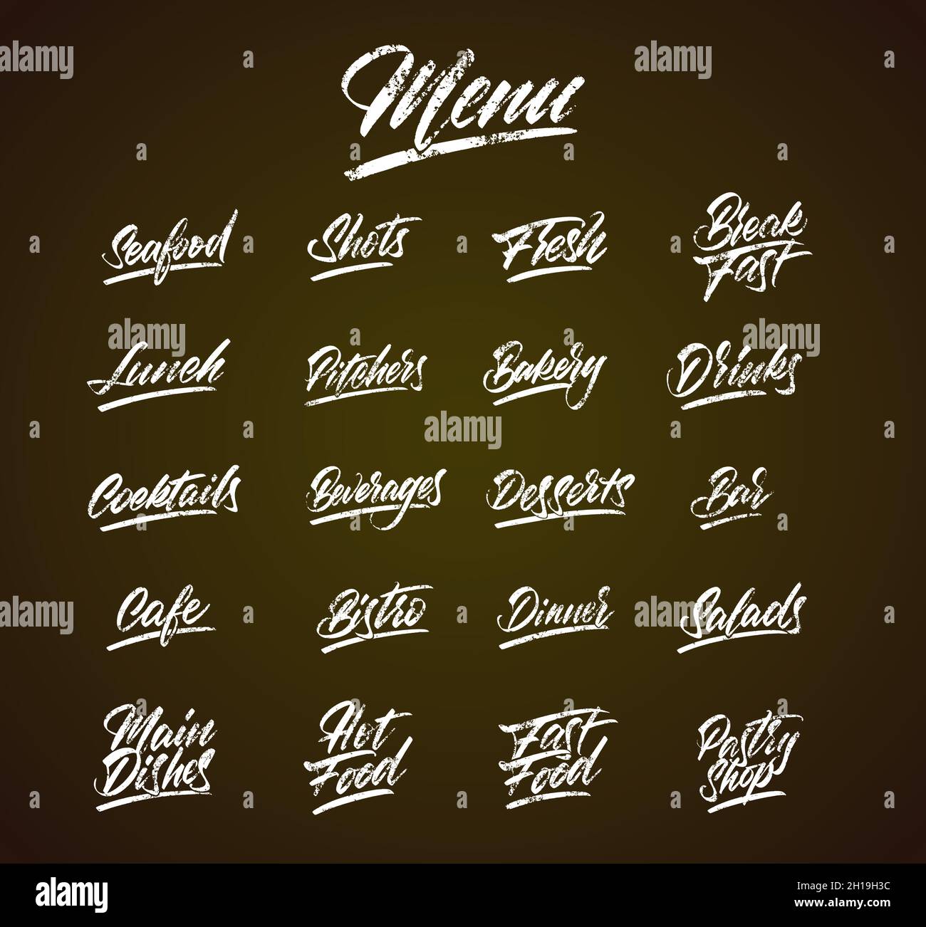 Chalk lettering menu on black chalkboard ka idea for cafes, bistros ...