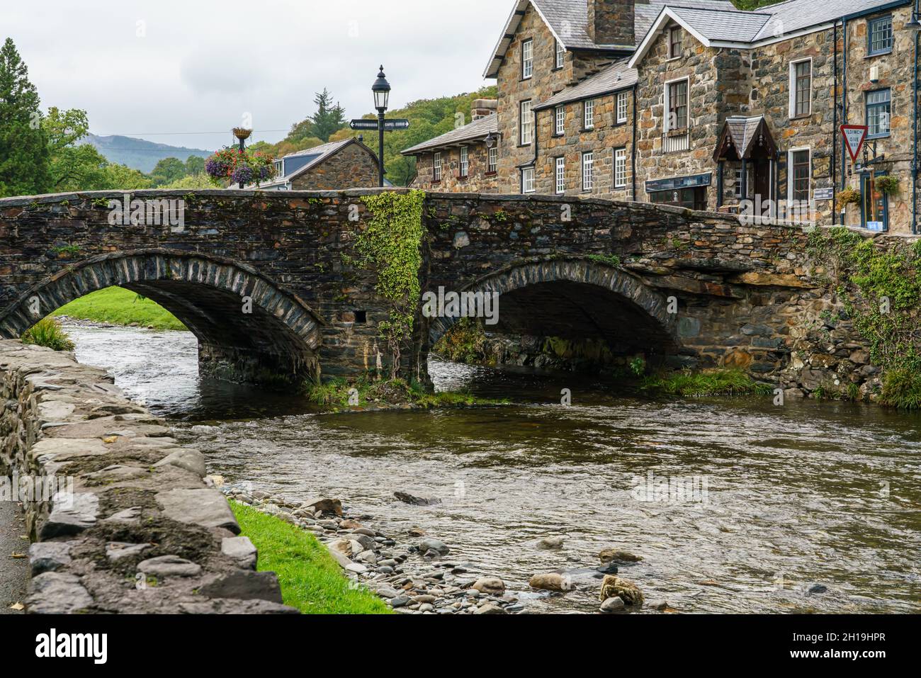 a two arch stone bridge constructed over a river in 1871 in the scenic ...