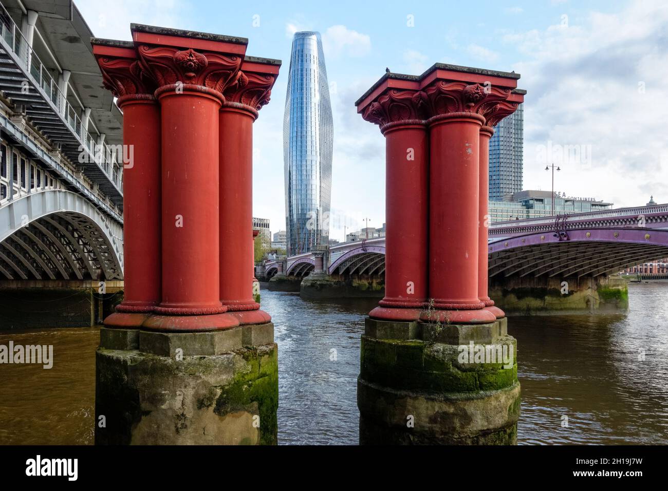 Remains of the old Blackfriars Railway Bridge with One Blackfriars ...