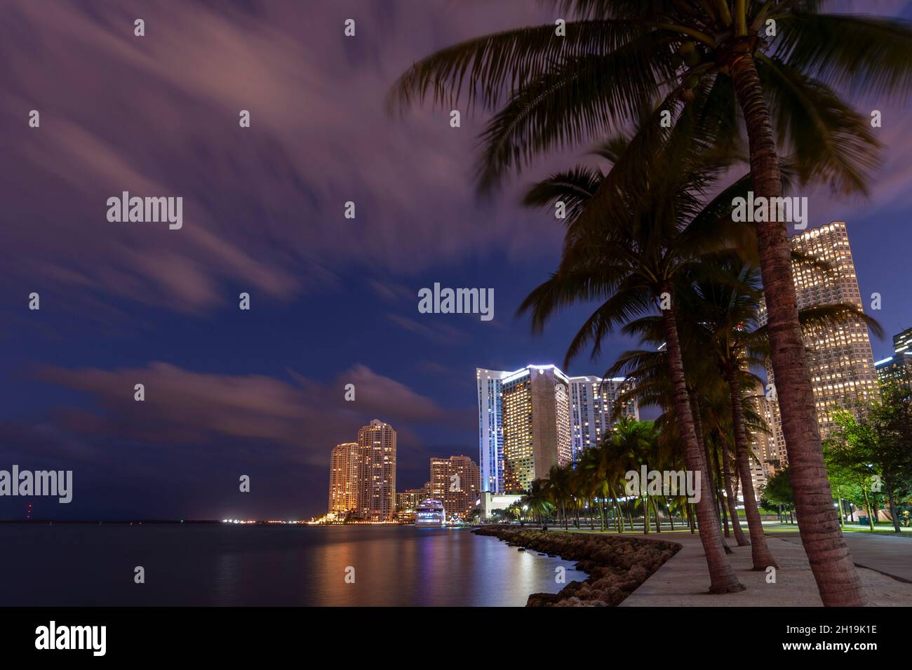 A view of downtown Miami buildings at dusk. Miami, Florida Stock Photo ...