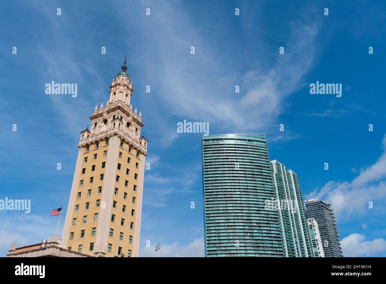 The Freedom Tower and modern buildings in Miami. Miami, Florida Stock ...