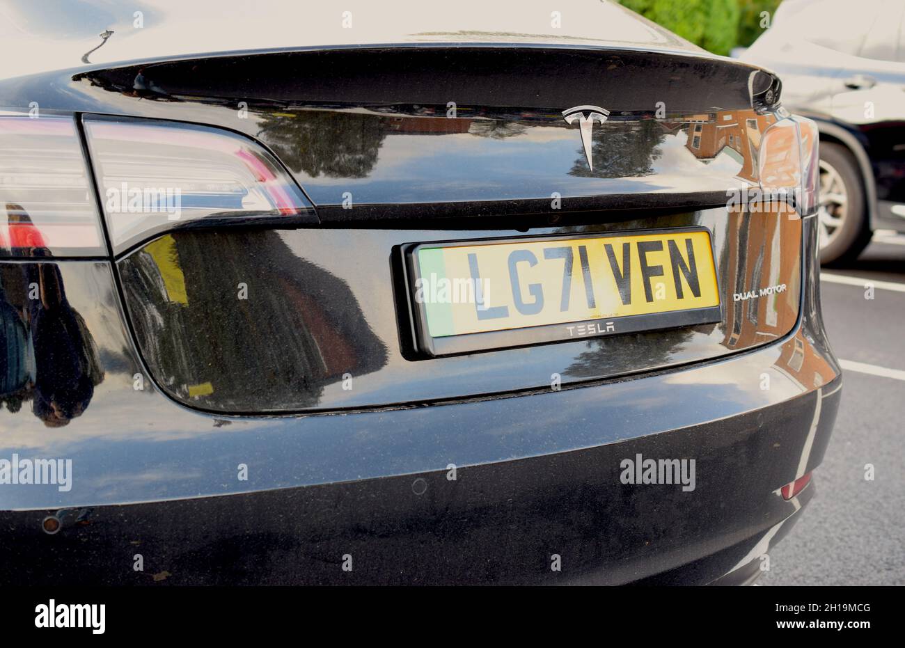 Tesla car close up shot Stock Photo - Alamy