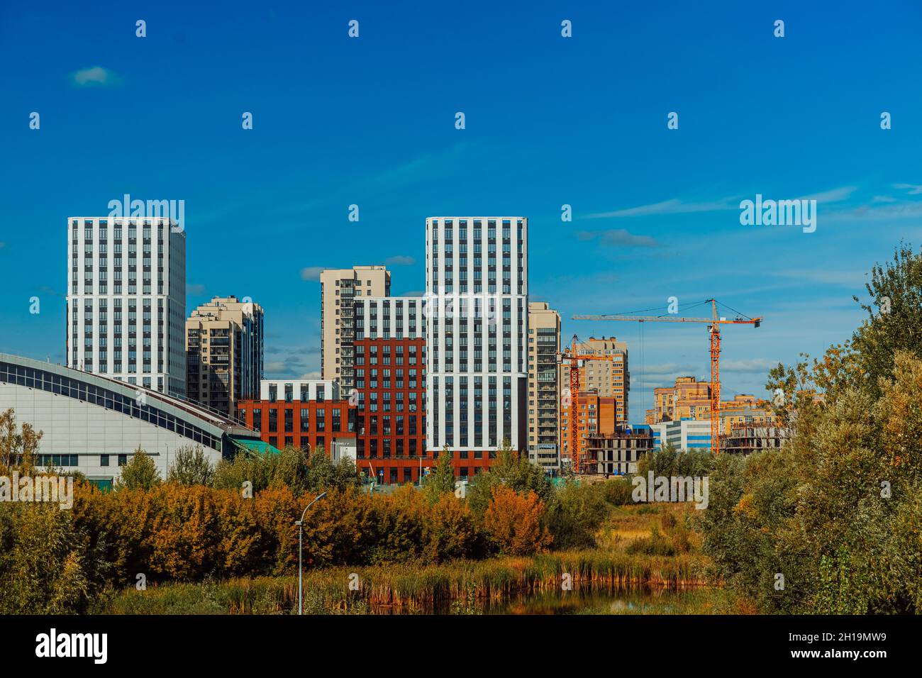 Residential neighborhoods of a Russian city. Residential areas with ...