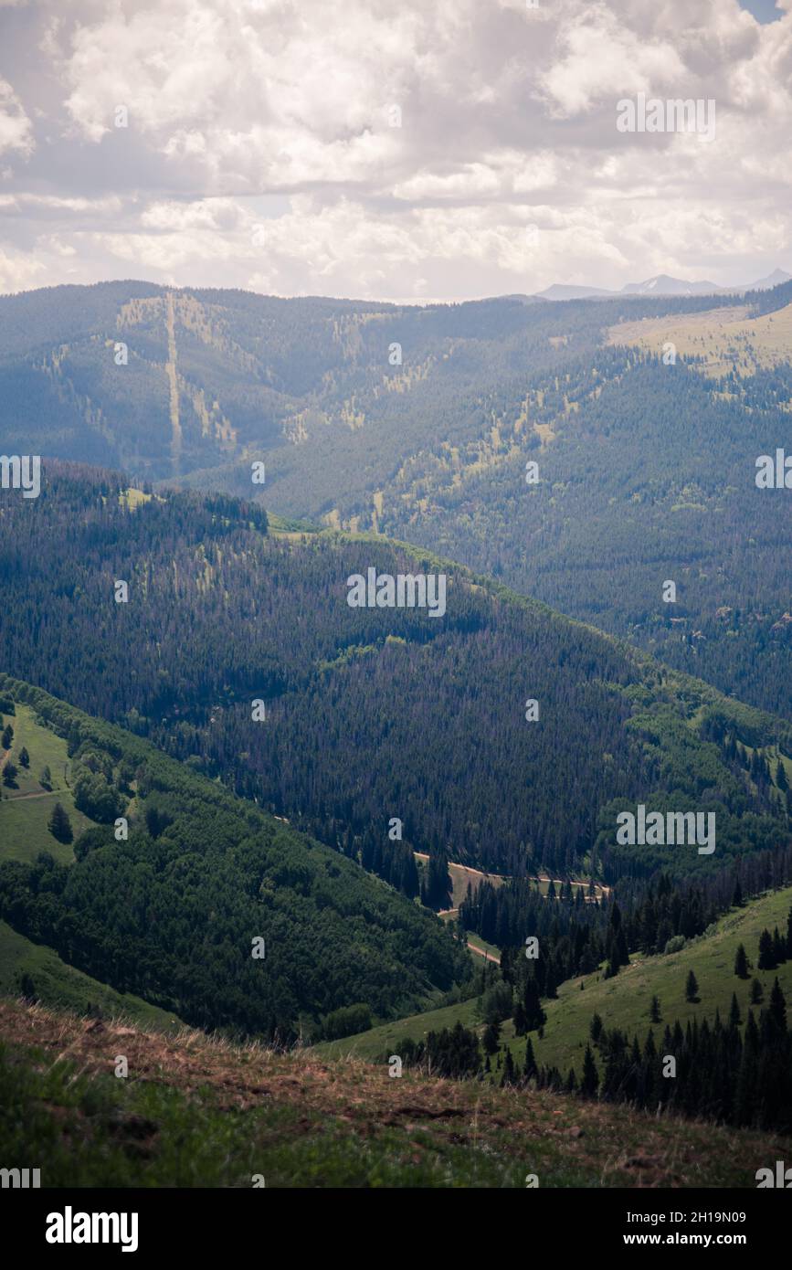 Landscape view of Vail Mountain in the summertime in Vail, Colorado ...