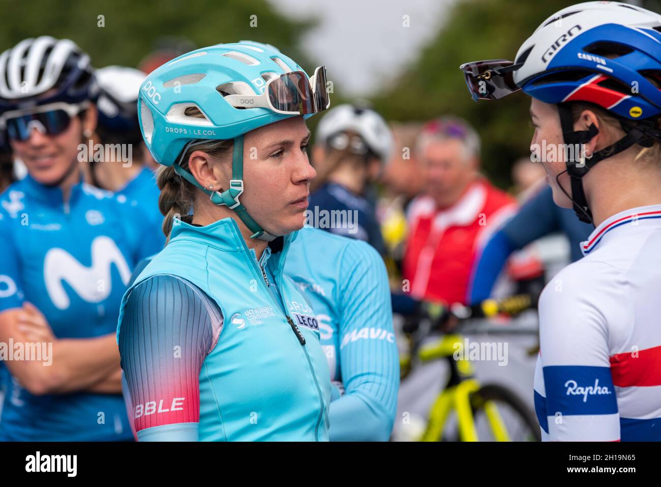 Anna Christian of Drops Le Col preparing to race the AJ Bell Women's ...