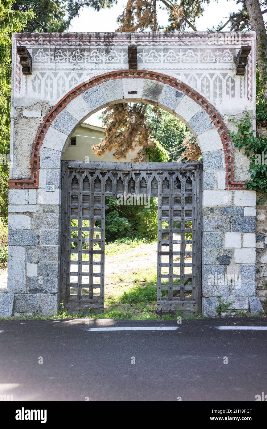 A closeup shot of old, vintage, white arch gates gaming nature Stock ...