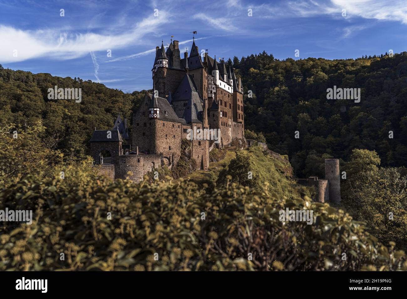 A beautiful view of a Burg Eltz castle in Wierschem, Germany among ...