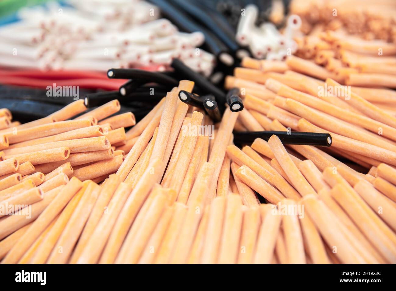 Sweet colored candies rope string shaped sweets Stock Photo - Alamy