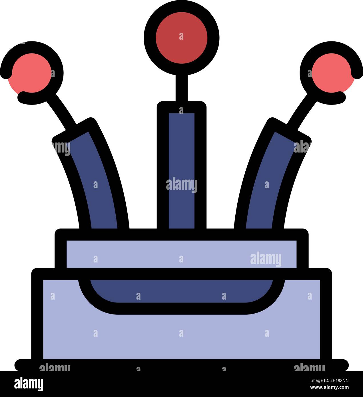 Three pin cable icon. Outline three pin cable vector icon color flat ...