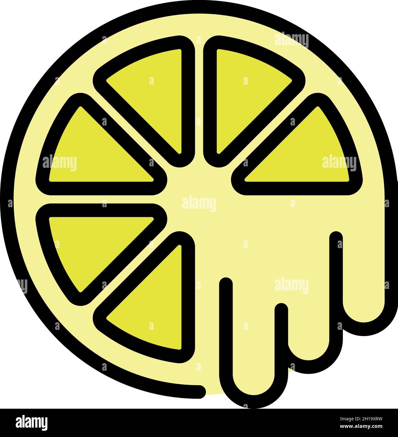 Lemon slice with drip icon. Outline lemon slice with drip vector icon ...