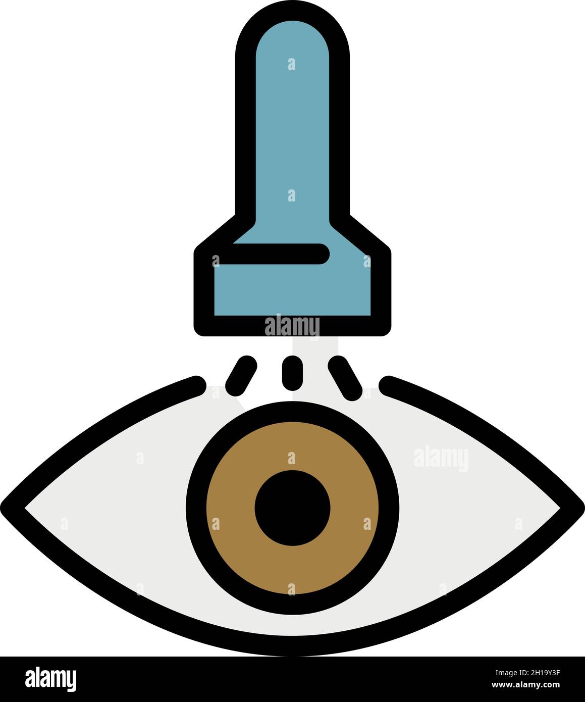 Flashlight and eye icon. Outline flashlight and eye vector icon color ...