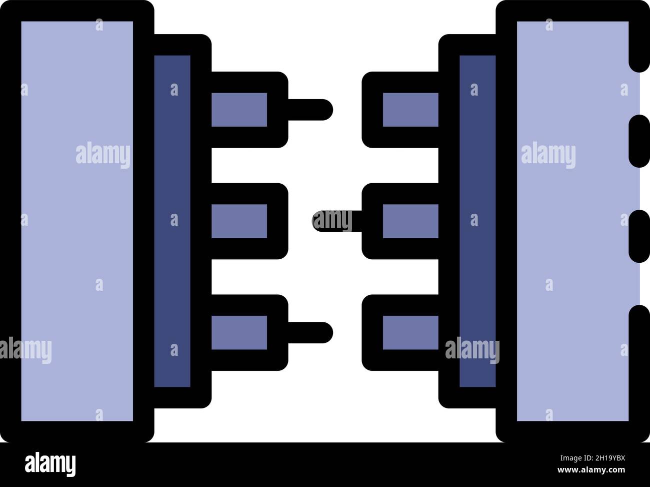 Cable connection icon. Outline cable connection vector icon color flat ...