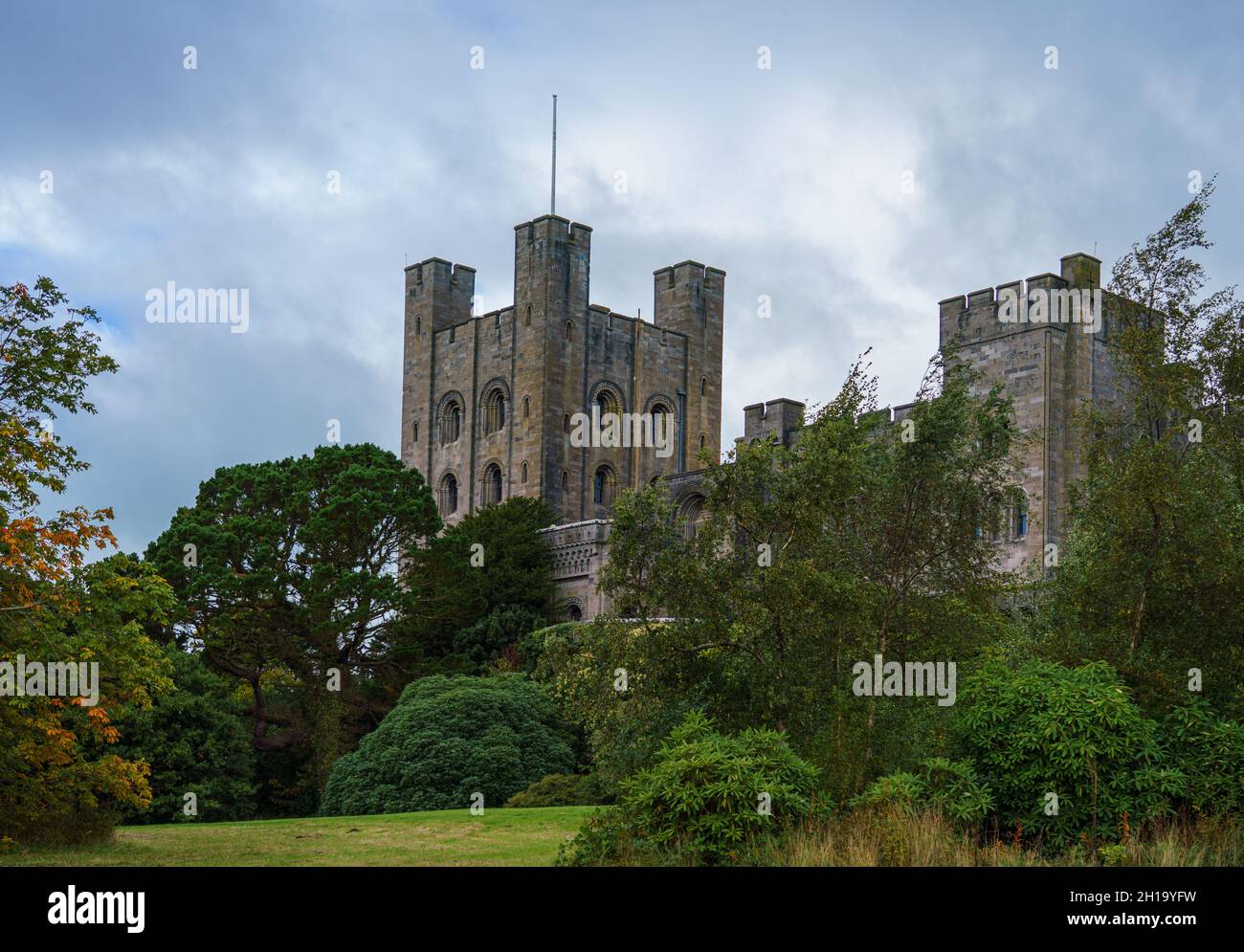 A view of Penrhyn Castle, an extensive medieval country house in ...