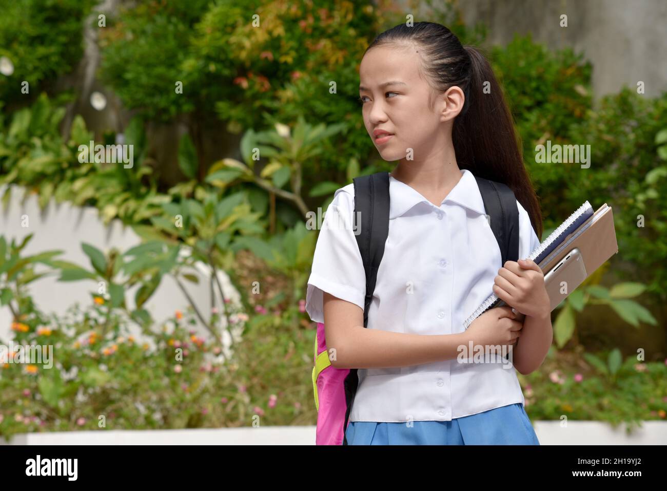 Cute Filipina Student Teenager School Girl With Ponytail Stock Photo - Alamy