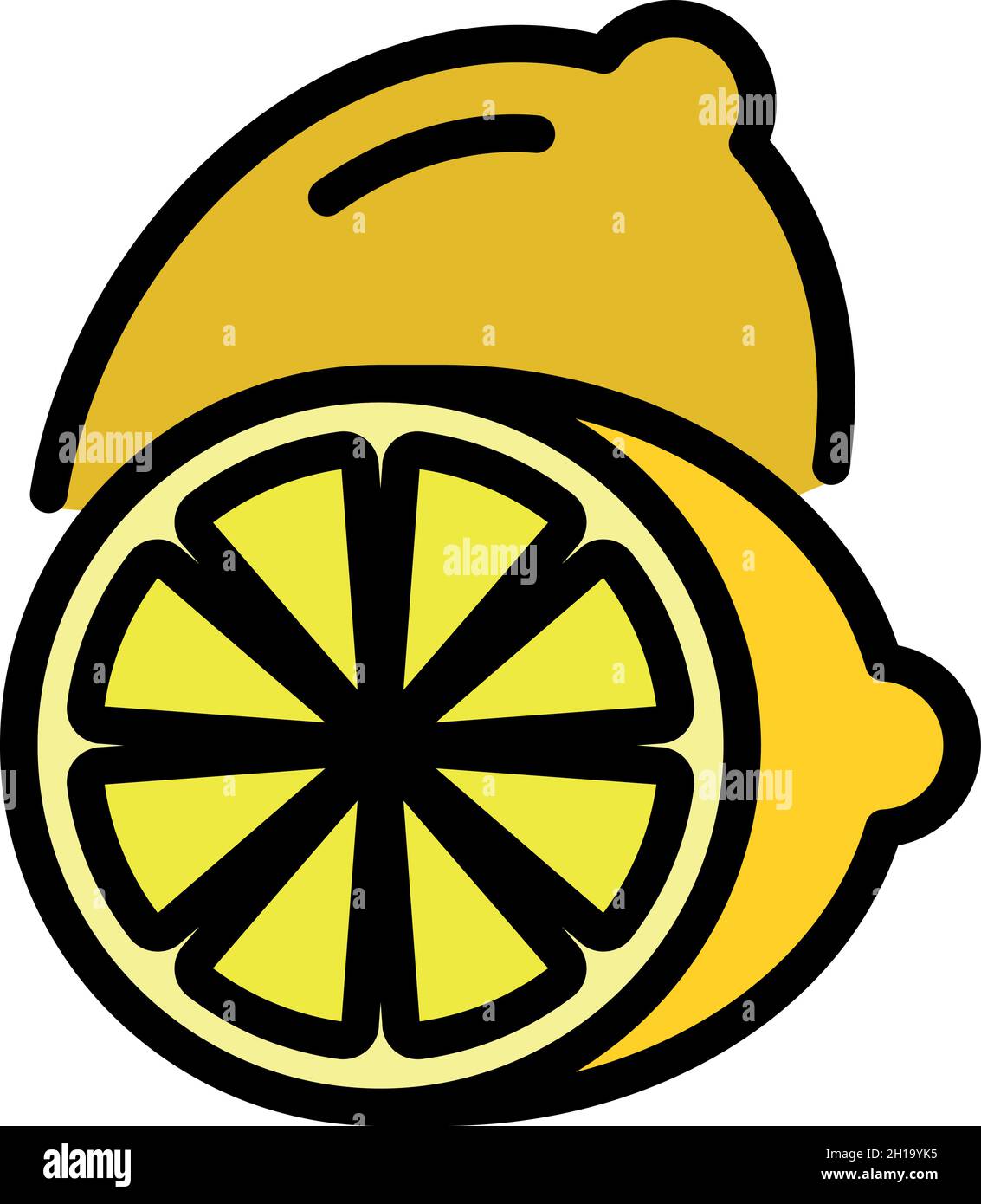 Lemon sliced in two icon. Outline lemon sliced in two vector icon color ...