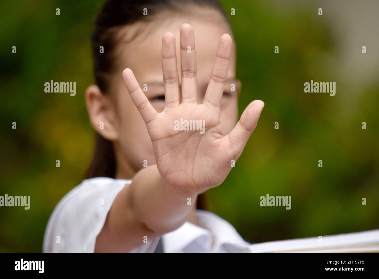 Student Teenager School Girl Gesturing Stop Stock Photo - Alamy
