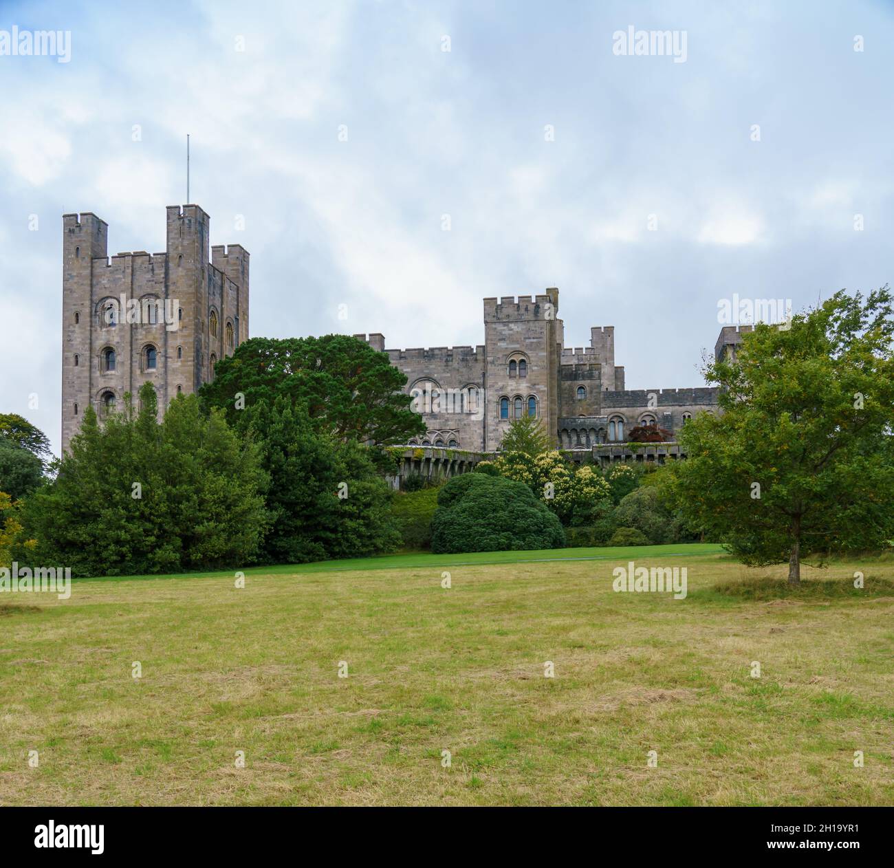 A view of Penrhyn Castle, an extensive medieval country house in ...
