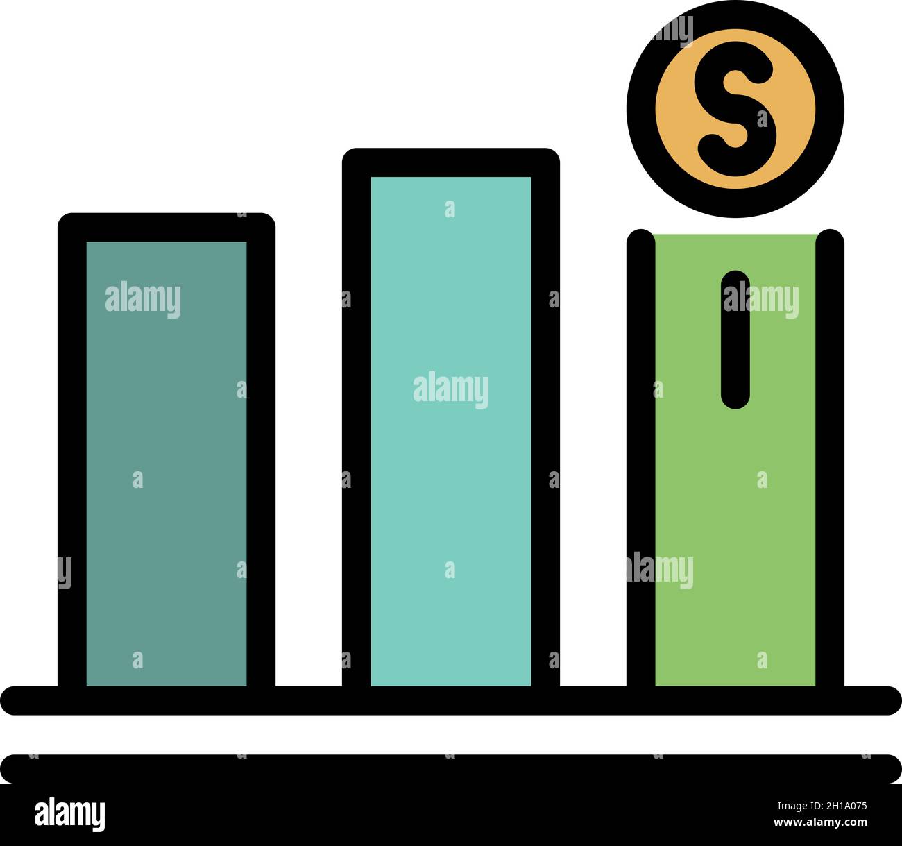 Currency chart icon. Outline currency chart vector icon color flat ...