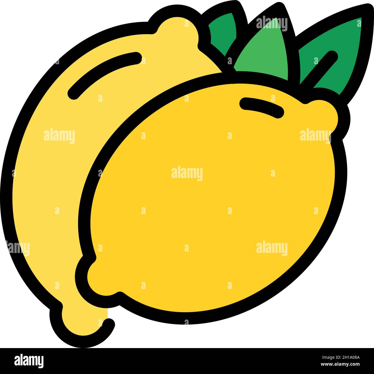 Two lemons icon. Outline two lemons vector icon color flat isolated ...