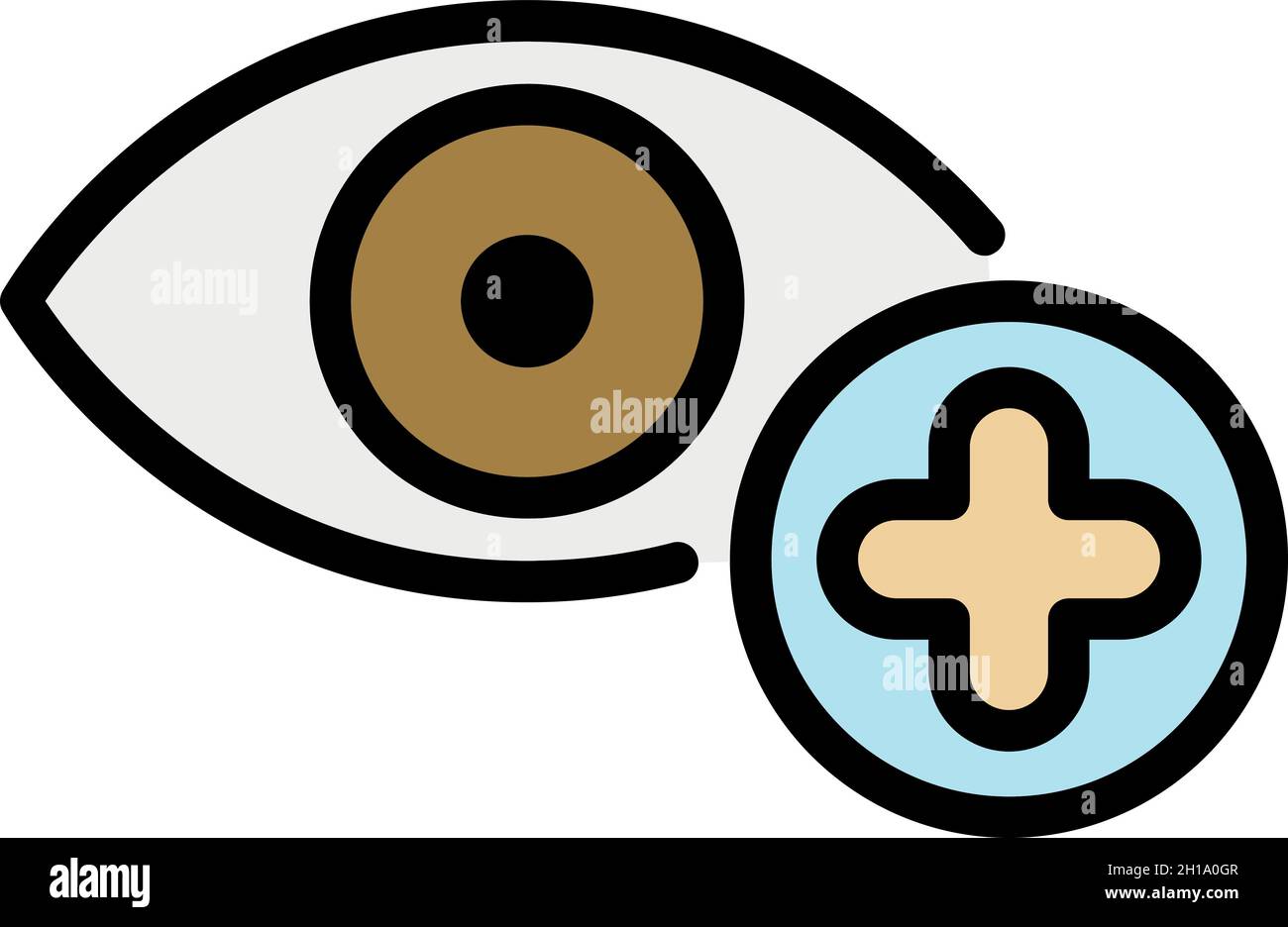 Eye plus icon. Outline eye plus vector icon color flat isolated Stock ...