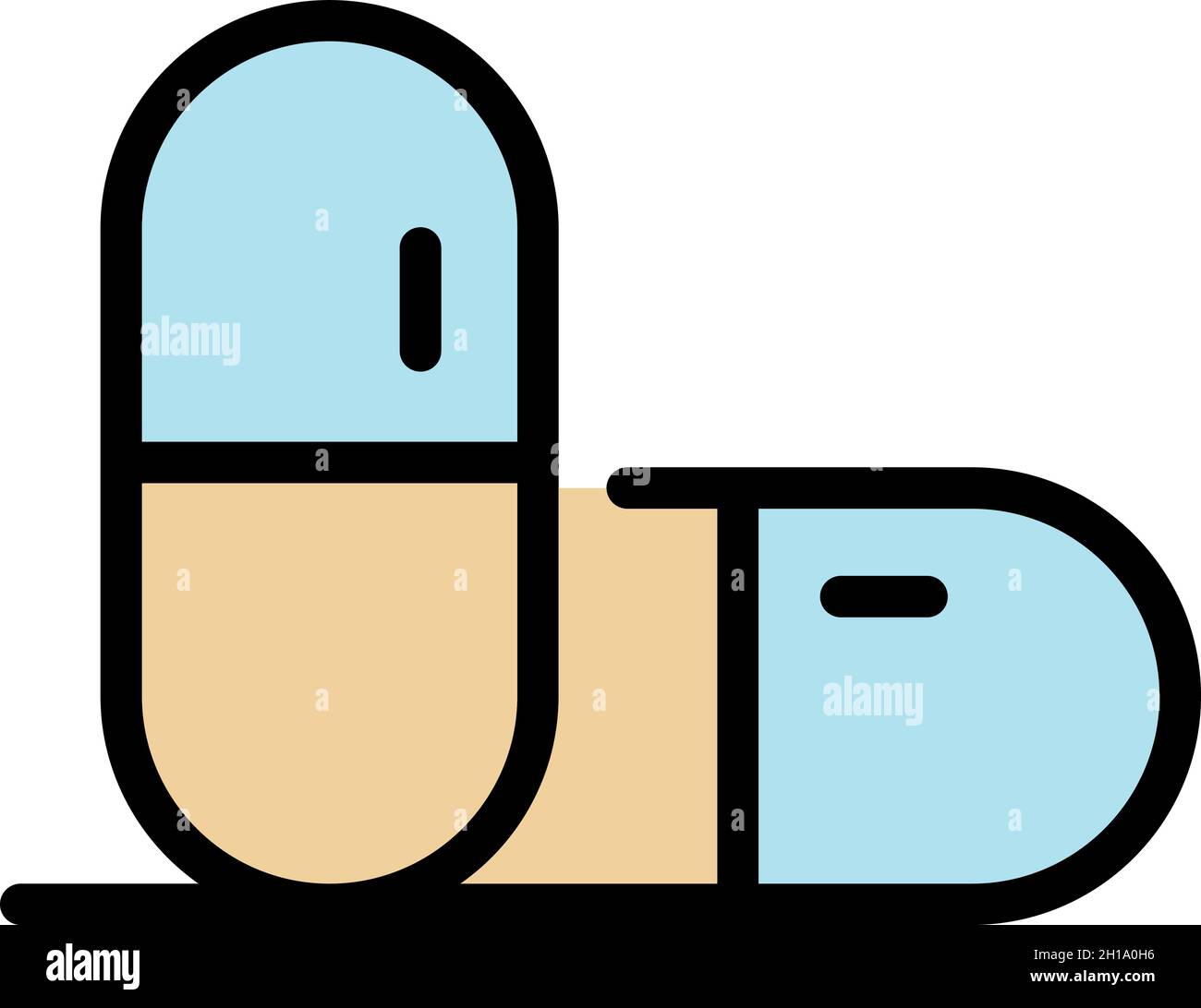 Two capsules icon. Outline two capsules vector icon color flat isolated ...