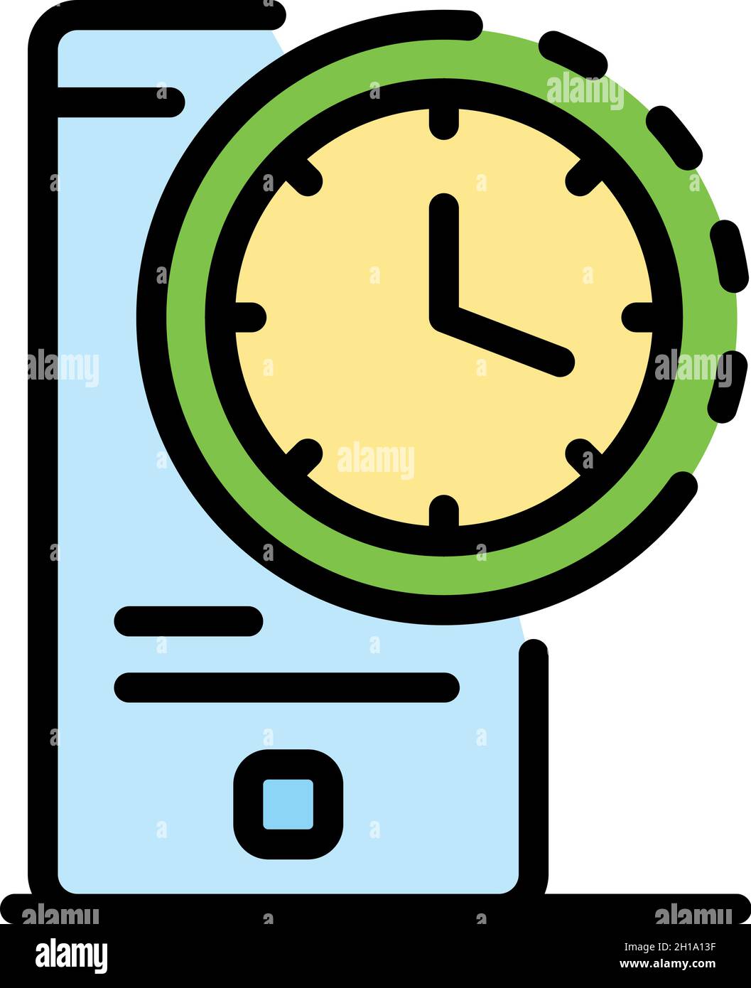 Smartphone time clock icon. Outline smartphone time clock vector icon ...