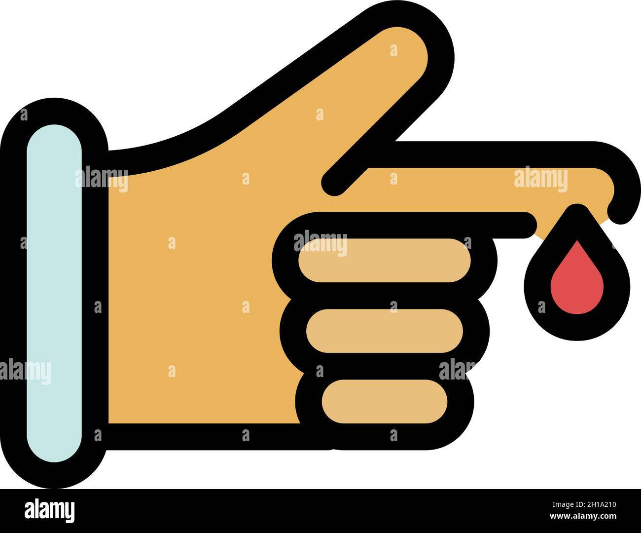 Finger blood test icon. Outline finger blood test vector icon color ...