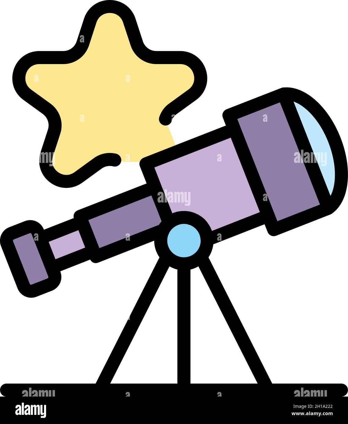 Star telescope icon. Outline star telescope vector icon color flat ...