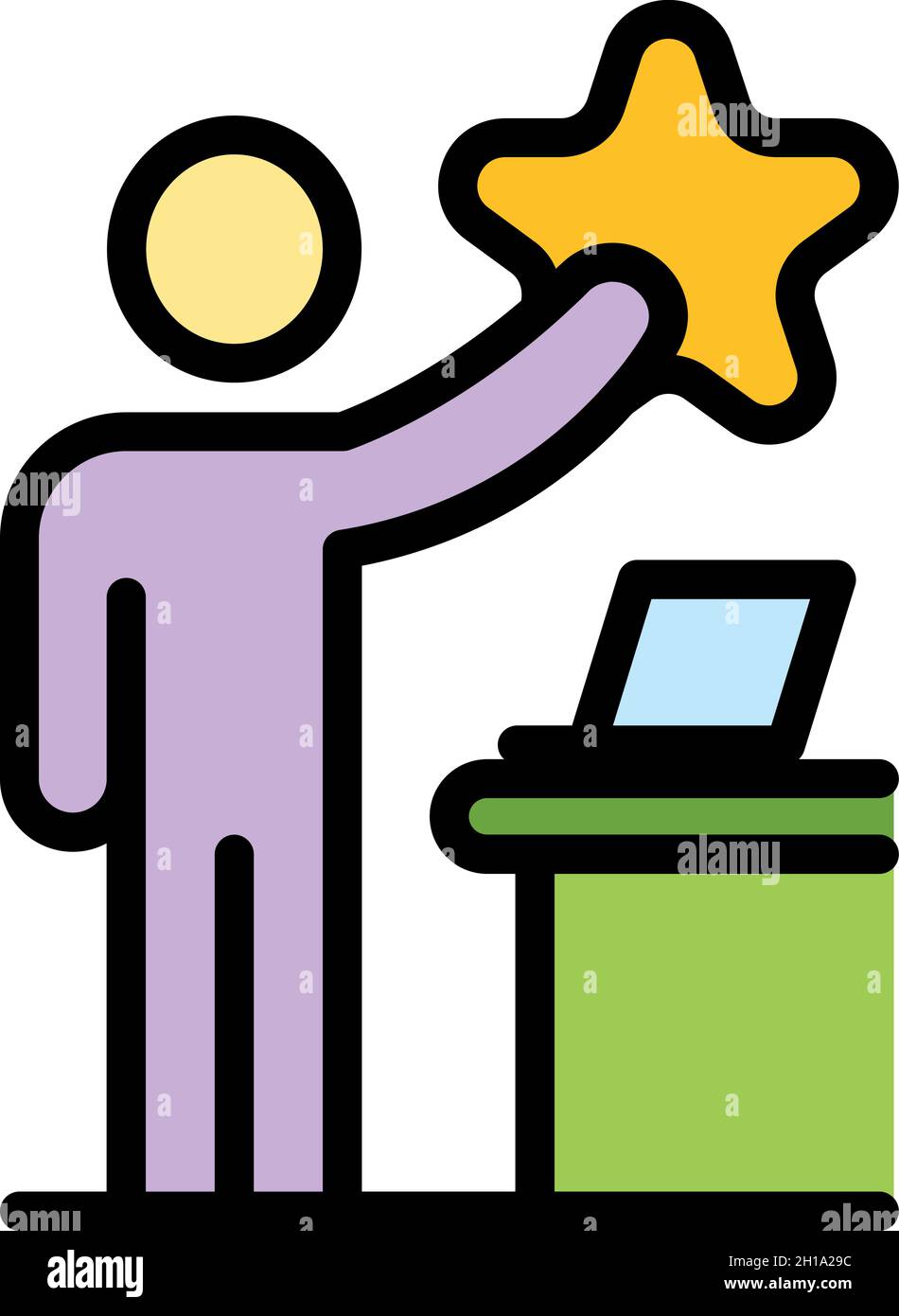 Student achieve star mission icon. Outline student achieve star mission ...