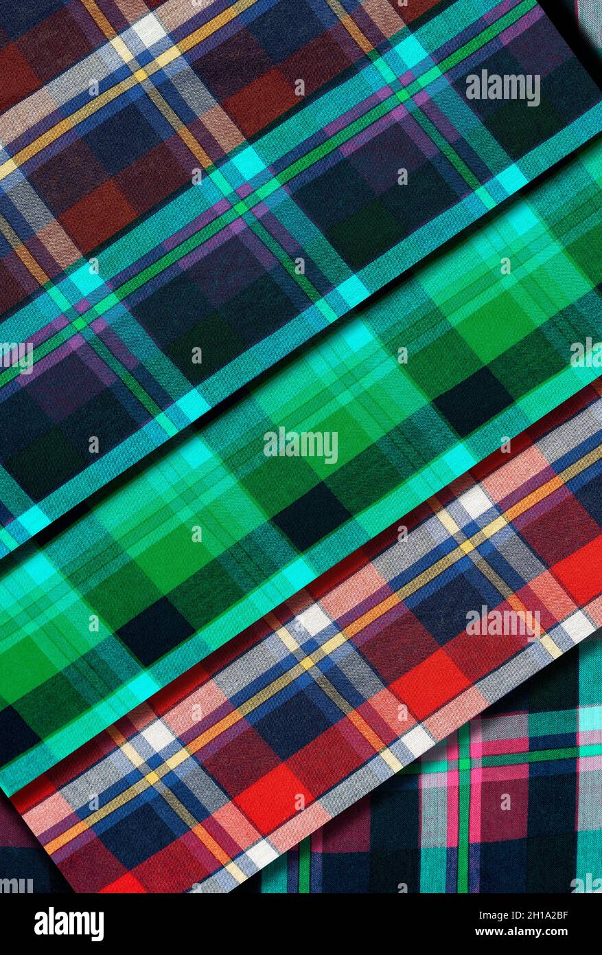 A Flat lay with fabric scraps of different colors Stock Photo - Alamy
