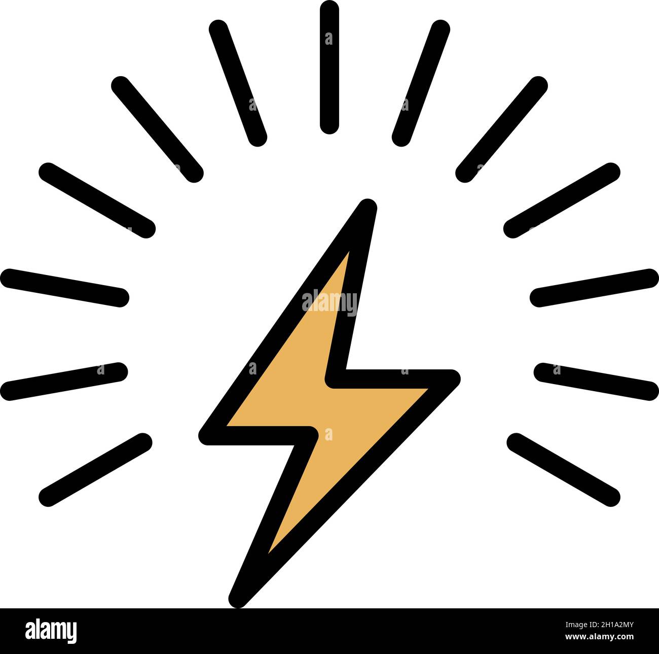 Energy bolt icon. Outline energy bolt vector icon color flat isolated ...